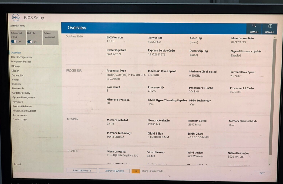 Dell OptiPlex 7090 Micro Intel i7-10700T 2.0GHz 32GB RAM 512GB SSD WIN ...
