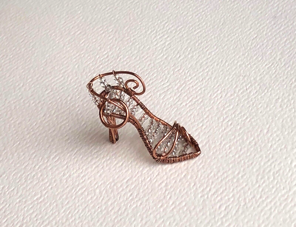 Copper High Heel Ladies Shoe Charm Pendant Hand Crafted Wire Wrapped ...