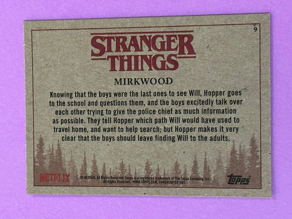 2018 Topps Stranger Things Season One #9 Mirkwood (L) | eBay