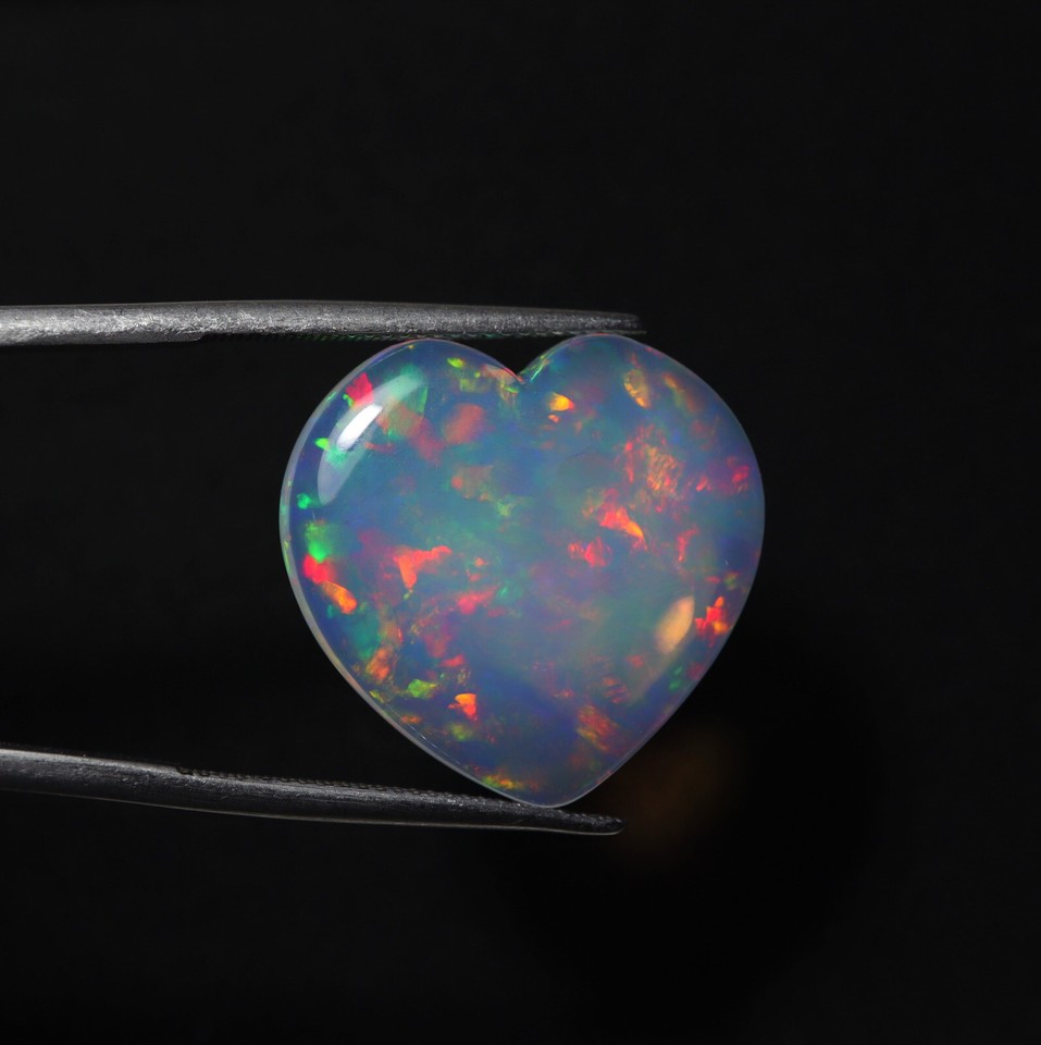 23 MM Cœur 19,4 Cts Naturel AAA+ Rouge Vert Feu Éthiopien Welo Opale ...