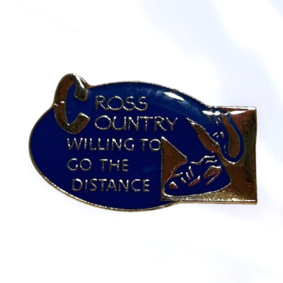 Vintage Blue Cross Country Pin WILLING TO GO THE DISTANCE Shoes Track ...