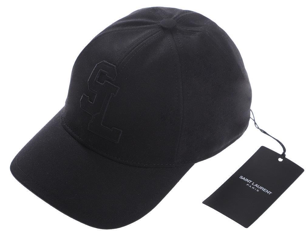 NEW YSL SAINT LAURENT SL LOGO BLACK DENIM BASEBALL CAP HAT NEW YSL SAINT LAURENT SL LOGO BLACK DENIM BASEBALL CAP HAT