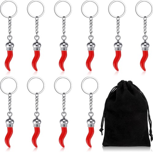 10 Pcs Italian Horn Keychain Italian Red Horn Charm Chili Pepper ...