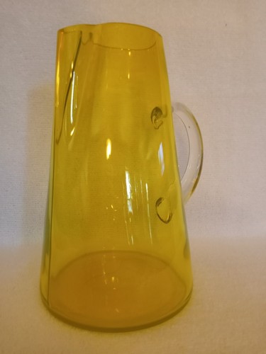 Yellow Glass Pitcher Molded And Dimpled 9" Tall | eBay