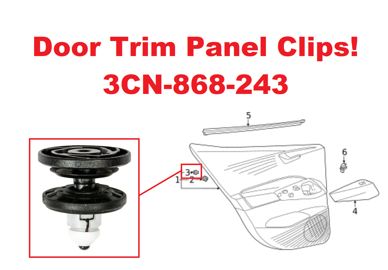4 NEW DOOR TRIM PANEL CLIPS! FOR 2021 &ON VOLKSWAGEN GTI TAOS & ID.4 ...