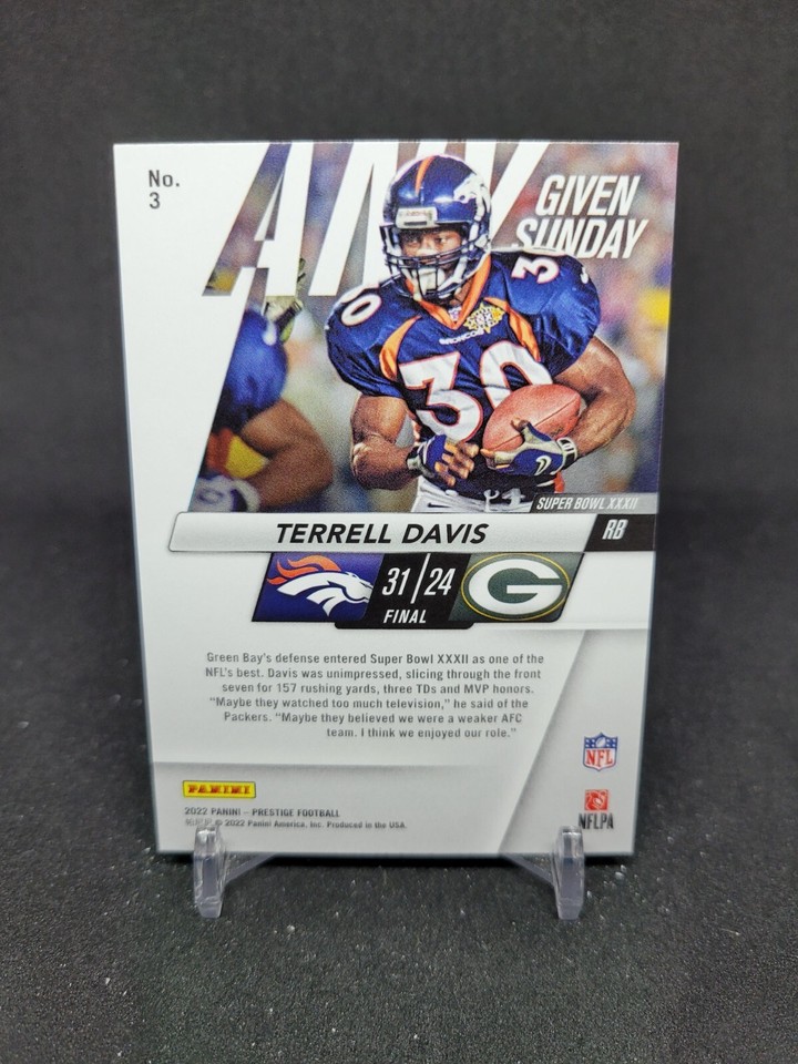 Terrell Davis 2022 Panini Prestige Football Any Given Sunday INSERT No ...