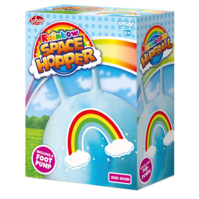 RAINBOW SPACE HOPPER 60CM - INFLATABLE BOUNCY HOPPER TOY FOOT PUMP ...