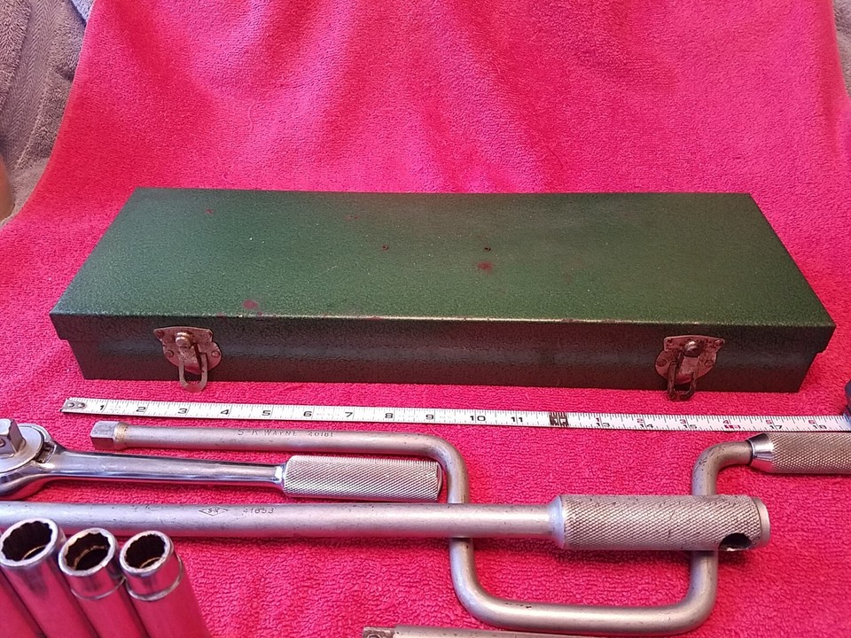 SK TOOLS SK WAYNE SK 1/2" DRIVE SAE SOCKET SET 27 PC 12 PT W/METAL BOX ...