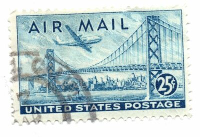 Scott C36 US Air Mail Stamp 1946 25c Plane Over Bridge Used (a6) | eBay