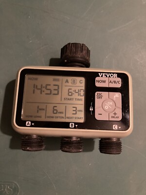 VEVOR Sprinkler Timer 3 Zone, Watering Sprinkler Timer LCD Rain Delay ...