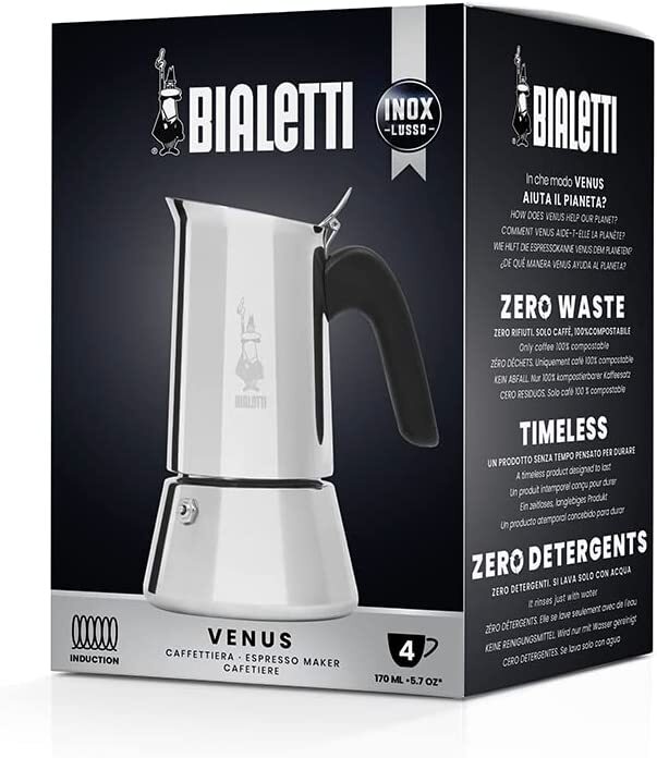 Bialetti Venus Stainless Steel Induction Stovetop Coffee Maker All Cup ...