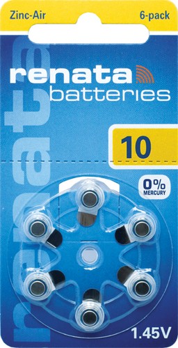 30 x Renata size 10 hearing aid batteries 5 x 6 blister PR70 yellow ...