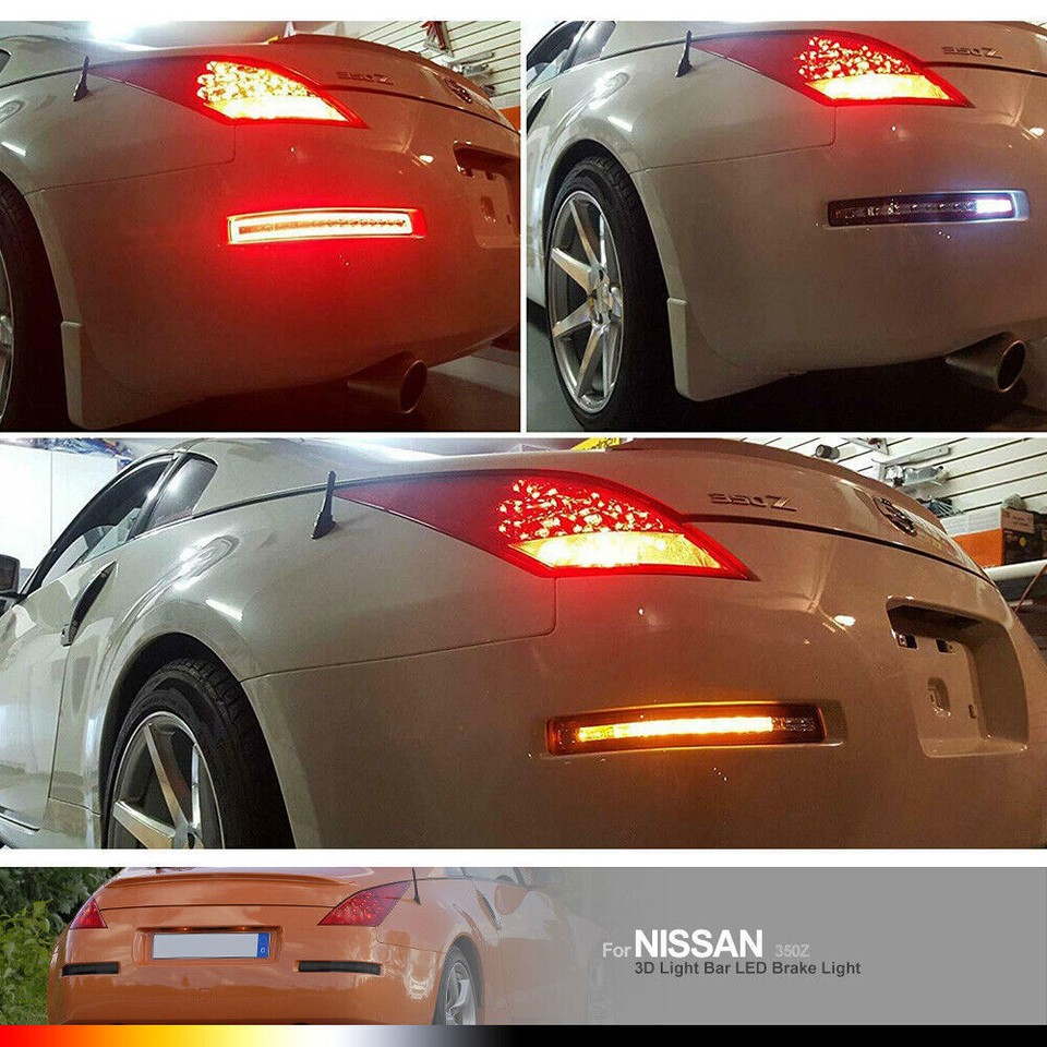 FOR 03-09 NISSAN 350Z Z33 Smoked LED Brake Rear Fog Light Turn Signal ...