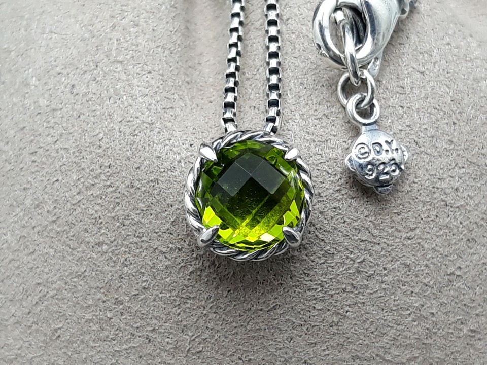 David Yurman Chatelaine Pendant Necklace with Peridot 16-17" baby Box ...