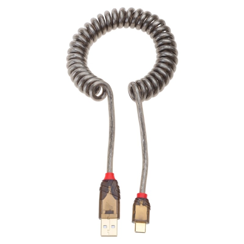USB 2.0 Expansion Spring Coiled Cable 6.56in Standard Type C to A Cord ...