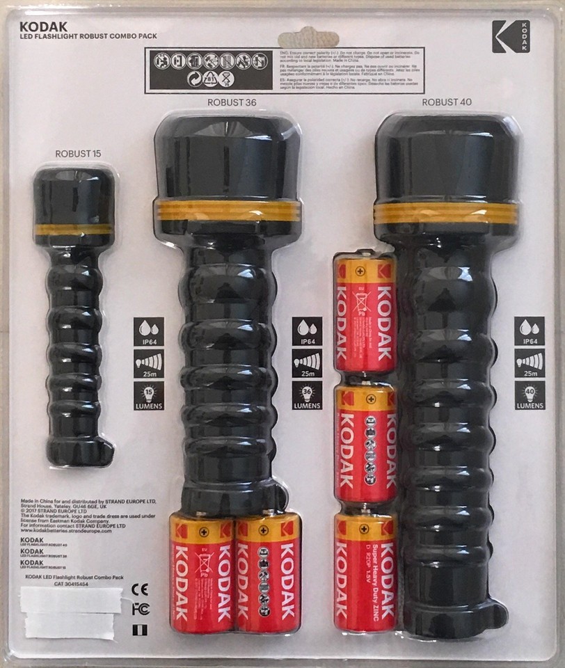 Kodak LED Waterproof and Drop Proof Flashlight Combo Pack w/ batteries ...