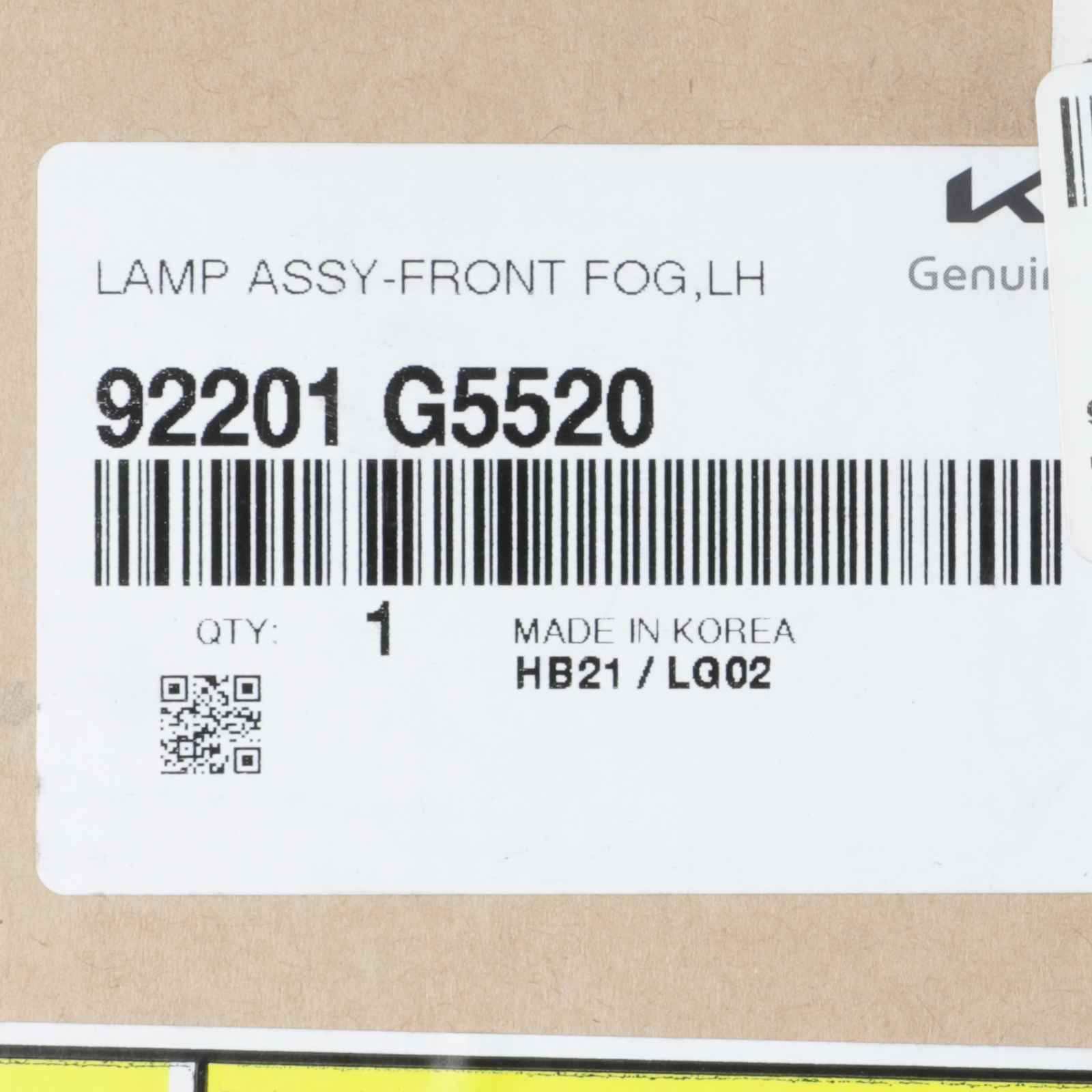 NEW OEM Kia 2021 Niro Front Left Composite Fog Light Assembly 92201 ...