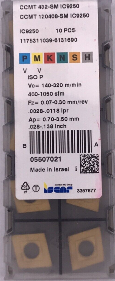 Iscar Turning Plates CCMT 120408-SM IC9250 Indexable Inserts 10 Pieces ...