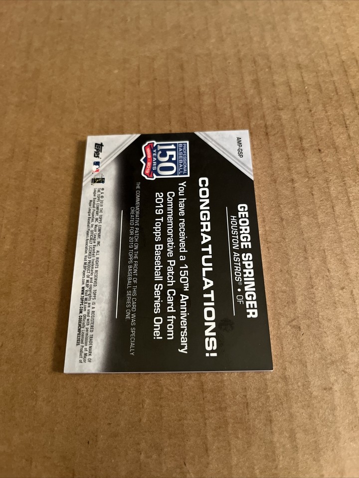 2019 Topps 150th Anniversary PATCH George Springer #AMP-GSP Astros Card ...