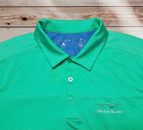 Arcadia Bluffs Golf Club Antigua Polo Shirt Men's Medium Green Striped ...