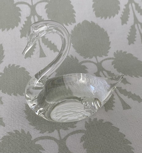 Vintage David C Beaubien DCB 1984 Clear Glass Swan Art Figurine ...