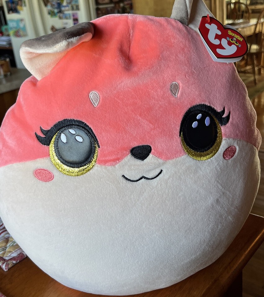 TY Squish-A-Boos - ROXIE the Fox Cushion Pillow Plush Pink 14” | eBay
