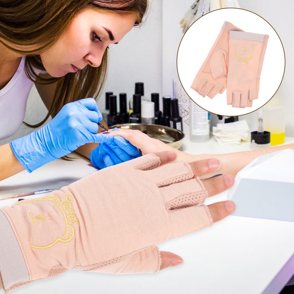 1 Pair UV Protection Gloves Nail UV Gloves Salon Nail Art Hand Skin ...