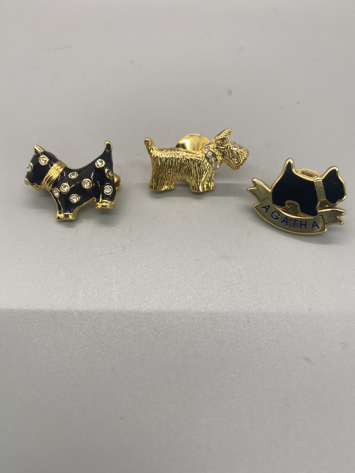 Lot Of 3 Small Scotty Scottie Dog Pins - Agatha /Carolee Rhinestones | eBay