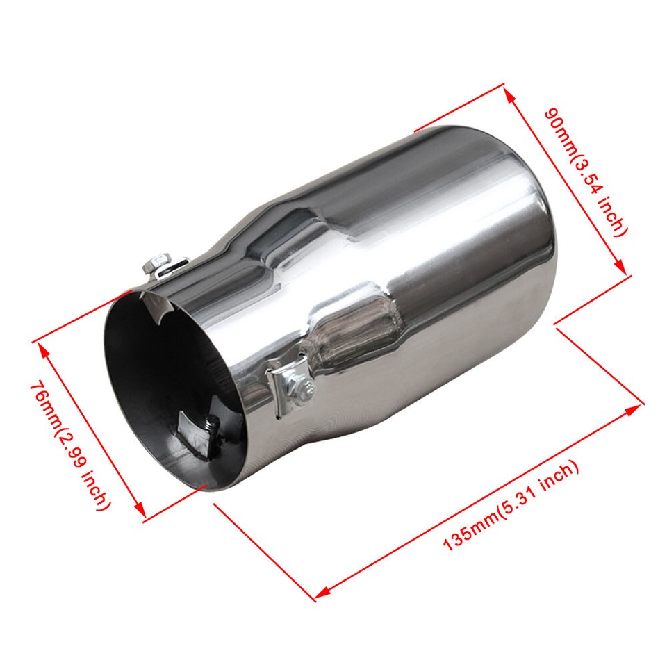 76mm 3 inch Inlet Chrome Exhaust Tail Rear End Tip Pipe Muffler Cover ...