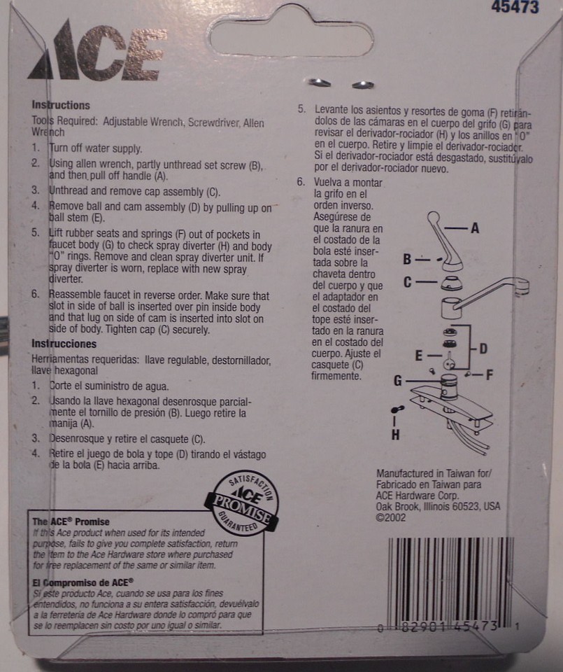 Lot of 2 ACE Repair Kit For Delta Style Faucet use with 70 Ball # 45473 ...