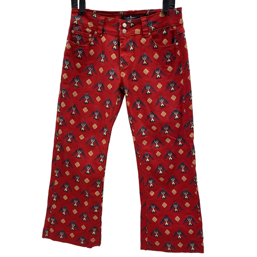 Fallon Taylor Ranch Dressn Jeans Womens sz 31 red bird print pants Crop ...