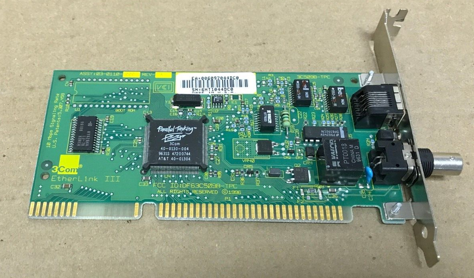 VINTAGE 3COM ETHERLINK III 3C509B-TPC ETHERNET Card with RJ45 , COAX | eBay