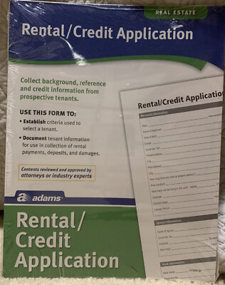 Adams Rental and Credit Application Form, Forms and Instructions | eBay