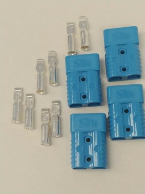 4xANDERSON/SMH CONNECTOR SB175A 600V, 0,2 or 4 AWG wCONTACTS BIG BLUE ...