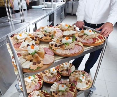 Professional 2 Tier Large Catering Trolley Stainless Steel Food Dinner ...