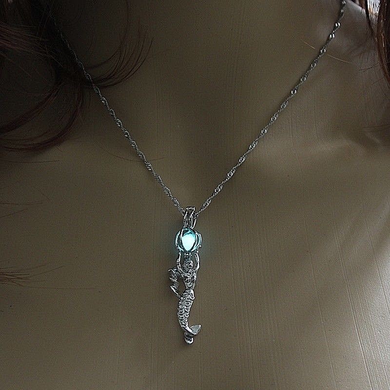 MERMAID with Glow in the Dark 2" Dangle Pendant with 18" Necklace ...