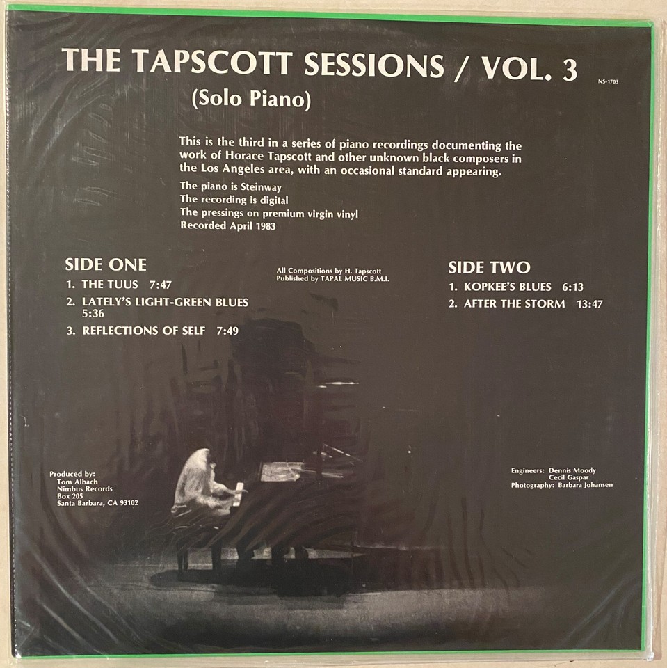 HORACE TAPSCOTT The Tapscott Sessions Vol. 3 solo piano Nimbus West SEALED LP | eBay