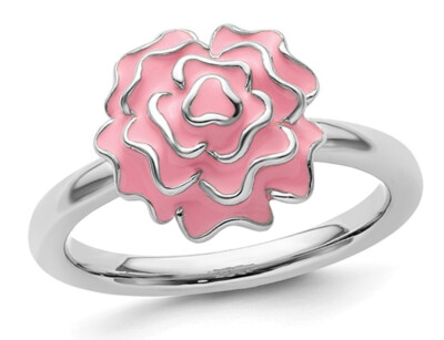 Sterling Silver Carnation Enamel Carnation Flower Ring | eBay