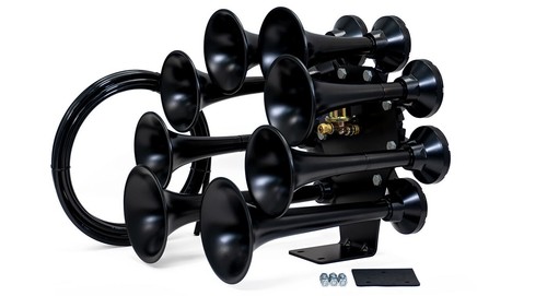 HornBlasters Octohorn 8-Chime Loud Train Horn for Semi or Large Truck ...