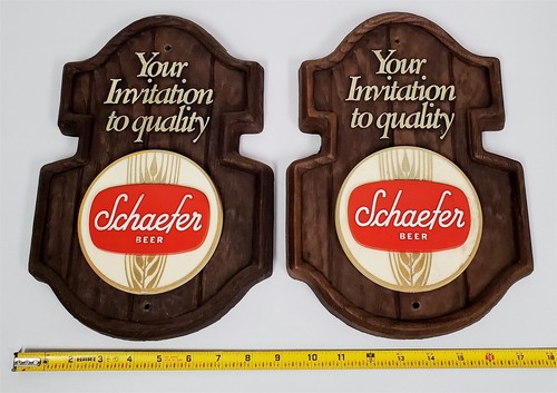 H-553 SET OF 2 VINTAGE SCHAEFER BEER SIGNS FEATURING YOUR INVITATION TO ...