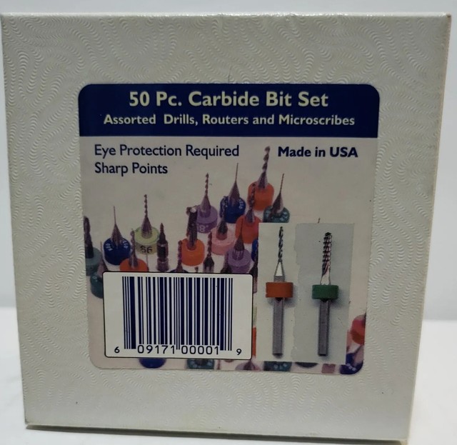 50 PC Carbide Bit Set Assorted Drills Routers Andmicroscribed for sale ...