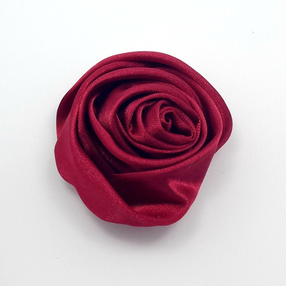 Lot 24pc Wine Red 2" Satin Ribbon Rose Flower DIY Wedding Bridal ...