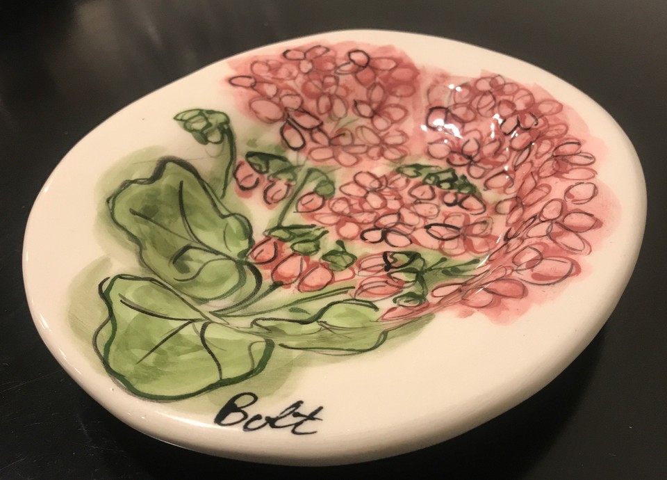 Susan Sue Bolt Dish Plate Hand Painted Art Pottery Flowers | eBay