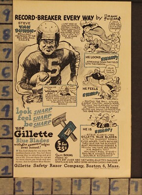 1946 FRANK WILLIAMS FOOTBALL BUREN GILLETTE SPORT RAZOR VINTAGE ART AD ...