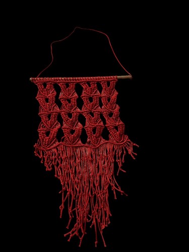 Red MACRAME handmade wall hanging Boho Hippy Bohemian | eBay