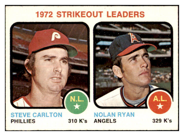1973 TOPPS # 67 STRIKE OUT LEADERS NOLAN RYAN EX-MT SET BREAK 485707 ...