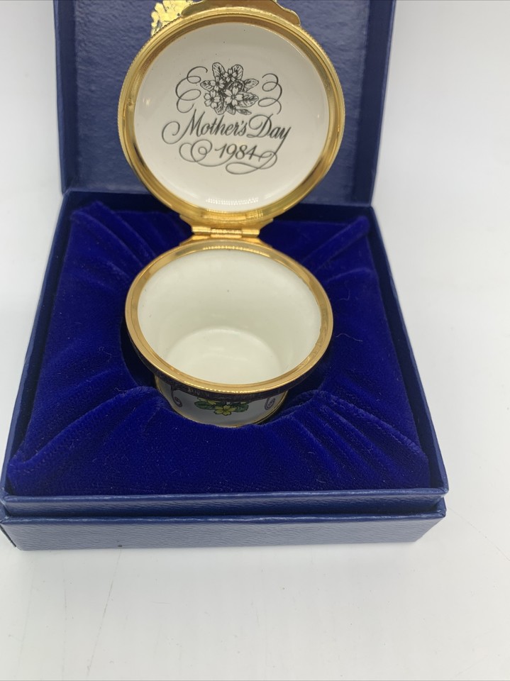 HALCYON DAYS Mother's Day 1984 ENAMEL TRINKET PILL BOX Booklet ...