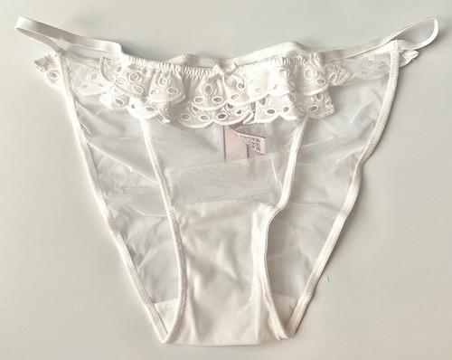 Victorias Secret String Bikini Panty Dream Angels White Sheer Mesh Sexy ...