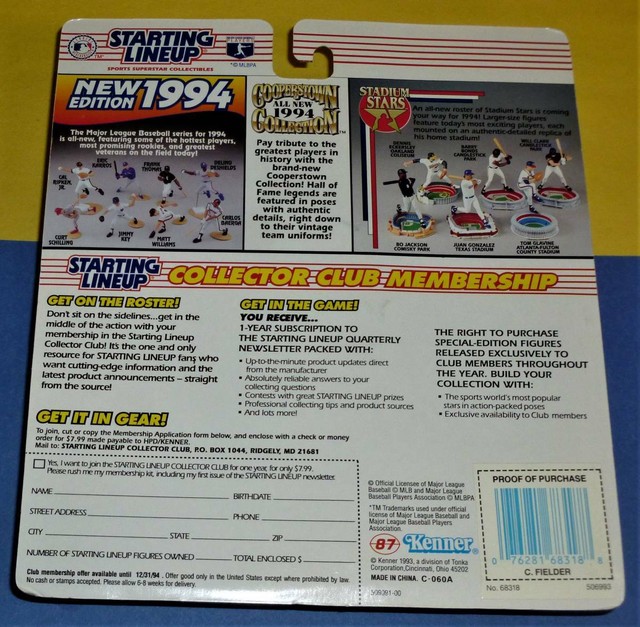 1993 Starting Lineup Cecil Fielder Tigers SLU Special 1994 Edition ...