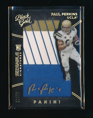 PAUL PERKINS 2016 PANINI BLACK GOLD COLLEGIATE SIZEABLE PATCH RC AUTO ...